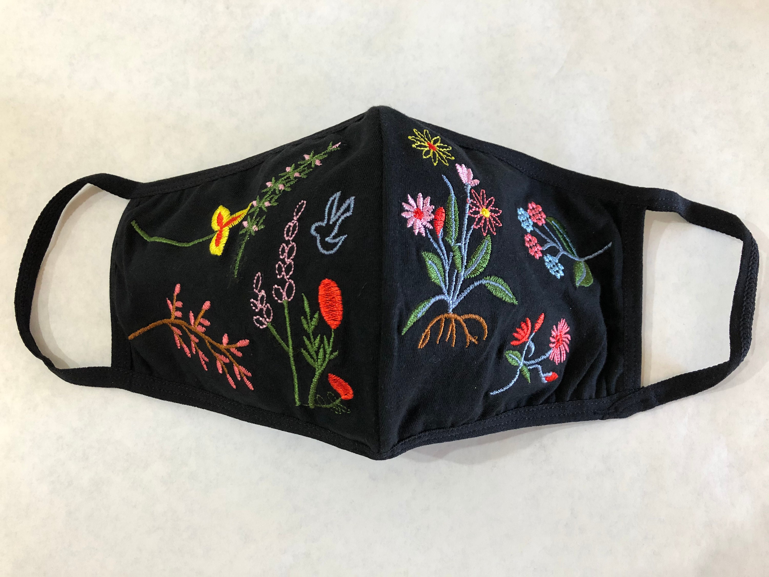 1 Piece Large Spring Embroidered Black Face Mask Unisex Cotton - Etsy