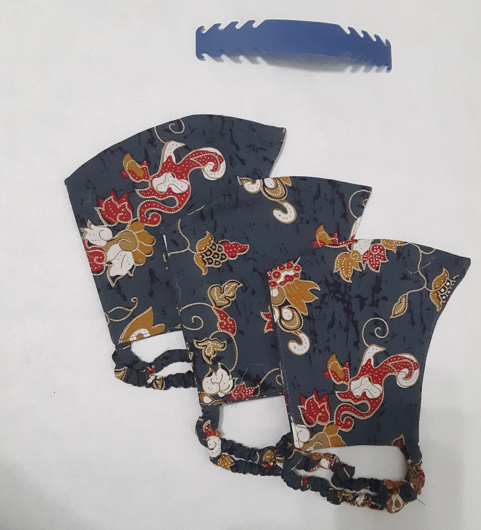 Extra Large Hand Made Blue Batik Cotton Washable Face Mask With Elastic ...