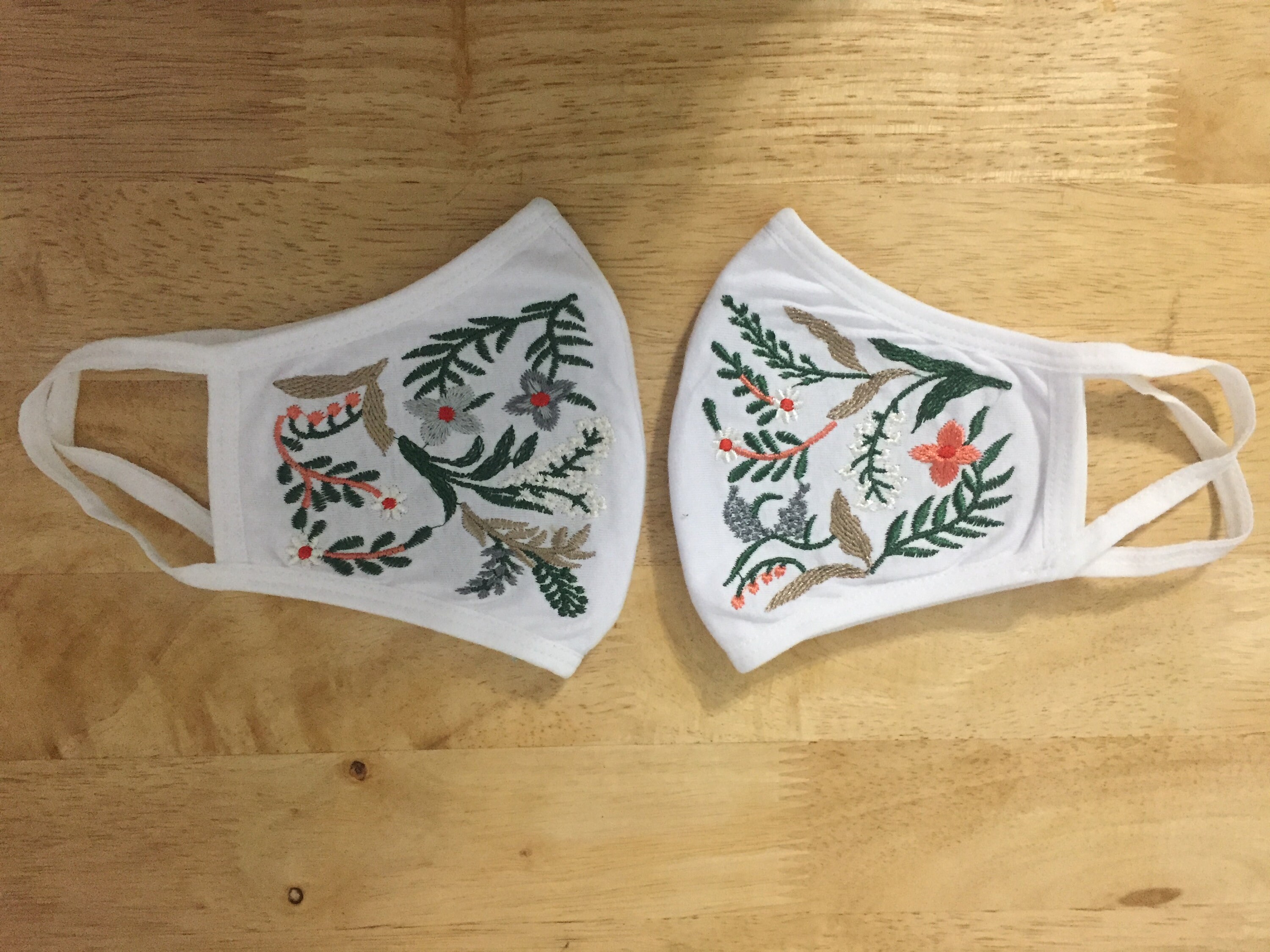 3 pieces Medium Snowfall Embroidered White Face Mask Unisex | Etsy