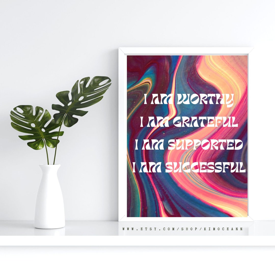 Retro Affirmations Printable Wall Art, Self Love Mantras, DAILY ...