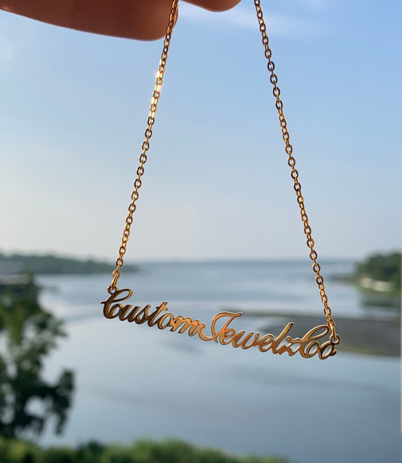 Cursive Font Name Necklace Pendant Customized Jewelry Etsy