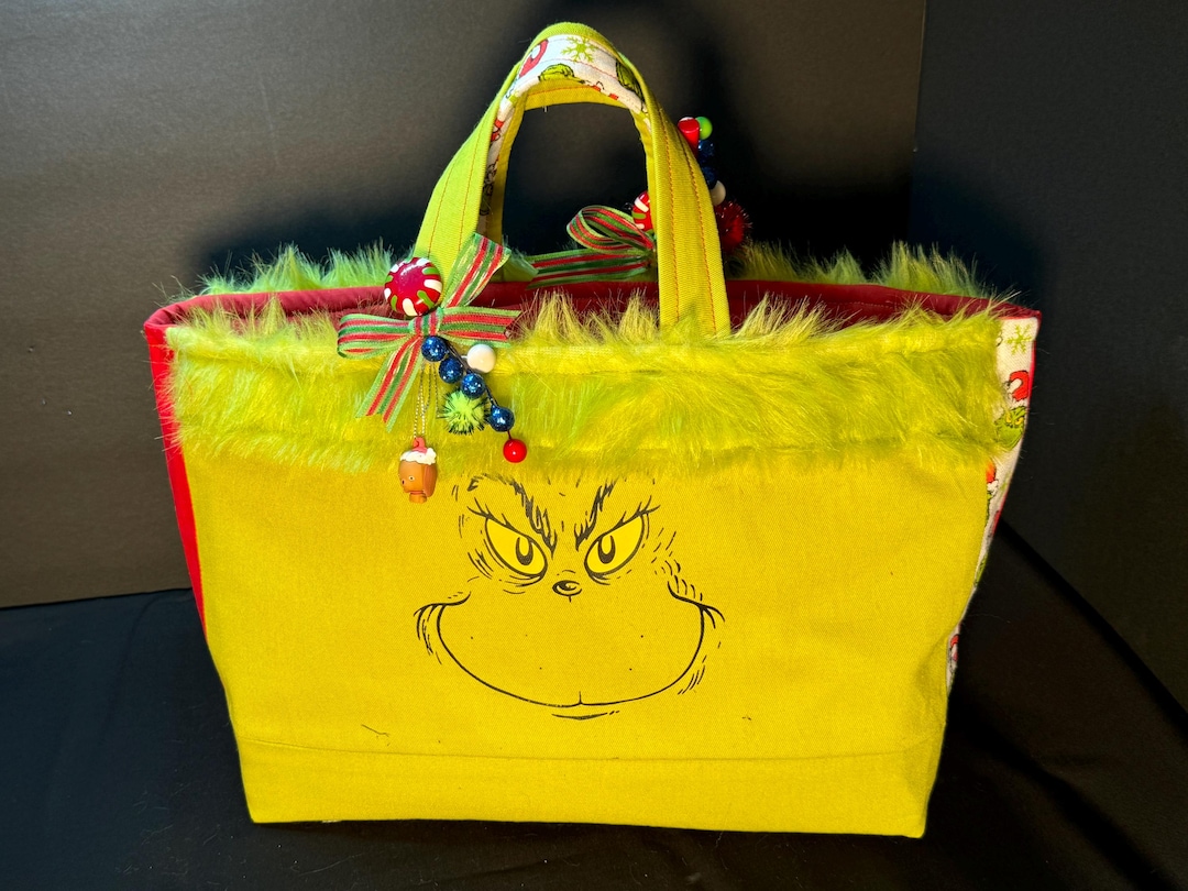 Grinch Double Sided Christmas Bag, Tote, Purse, Gift Bag, With Fur and ...