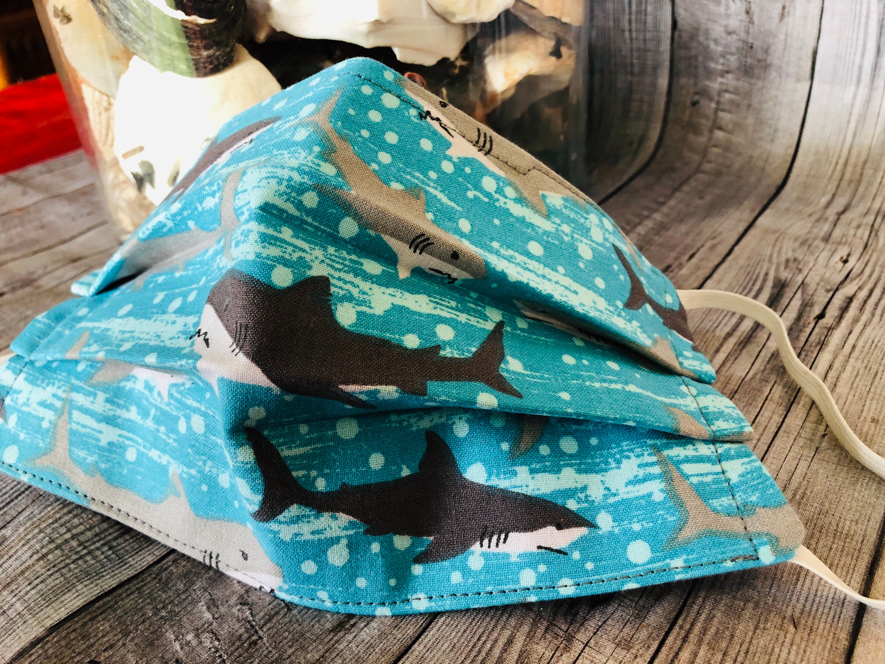 Great White Shark Face Mask 3 Layer Three Pleat Lightweight | Etsy