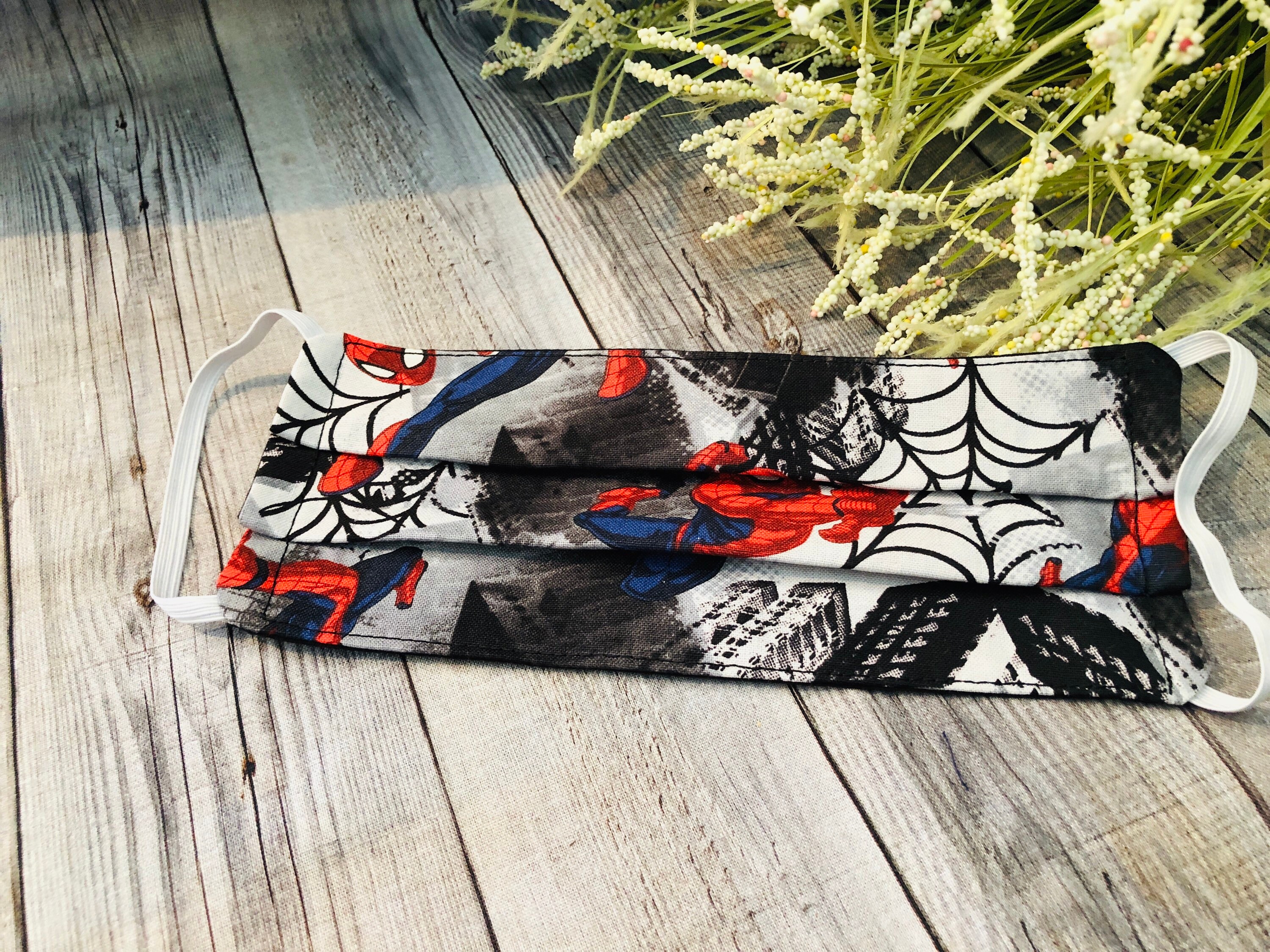 Marvel Avengers Spider-man Black Web Face Mask 3 Layer | Etsy