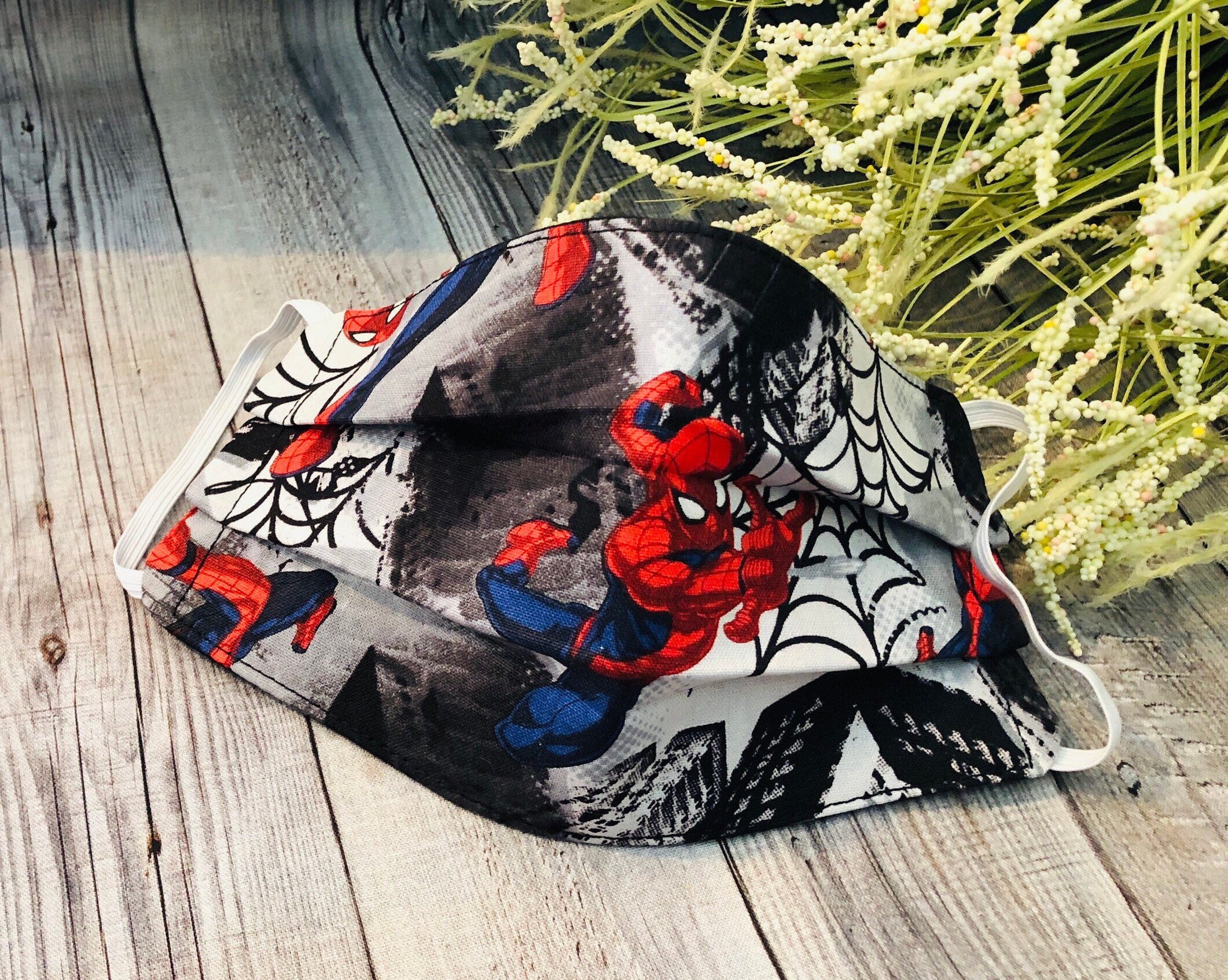 Marvel Avengers Spider-man Black Web Face Mask 3 Layer | Etsy