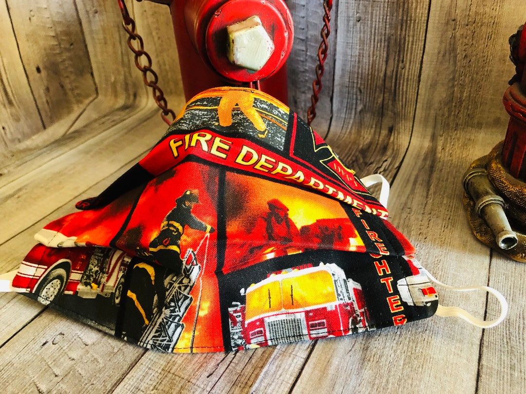Fire Fighter, Fire Engine Face Mask, Washable 3 Layer Lightweight ...