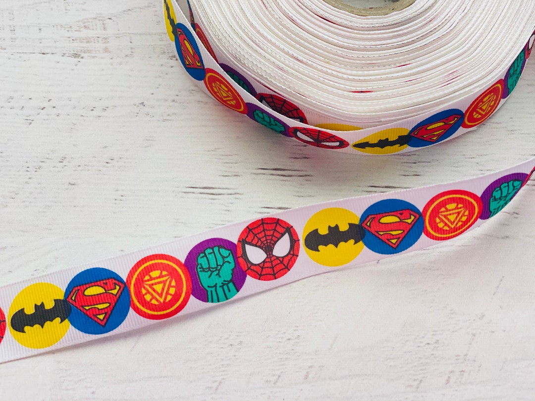 Superheroes Logo Spiderman Batman Superman Grosgrain Ribbon - Etsy