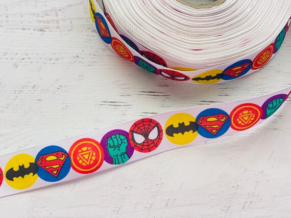 Superheroes Logo Spiderman Batman Superman Grosgrain Ribbon | Etsy