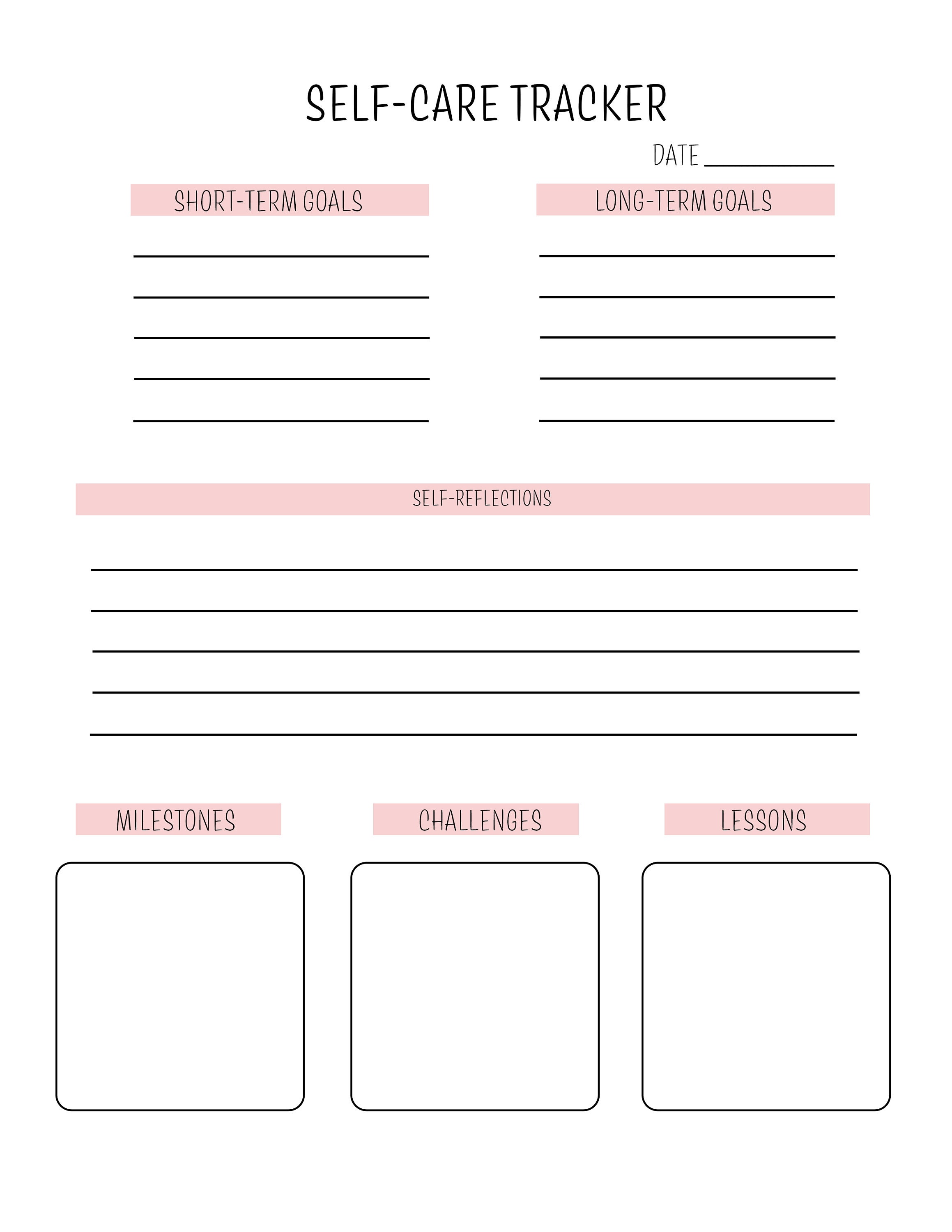 Self-care Tracker Printable Digital Download PDF - 1 Sheet - Etsy