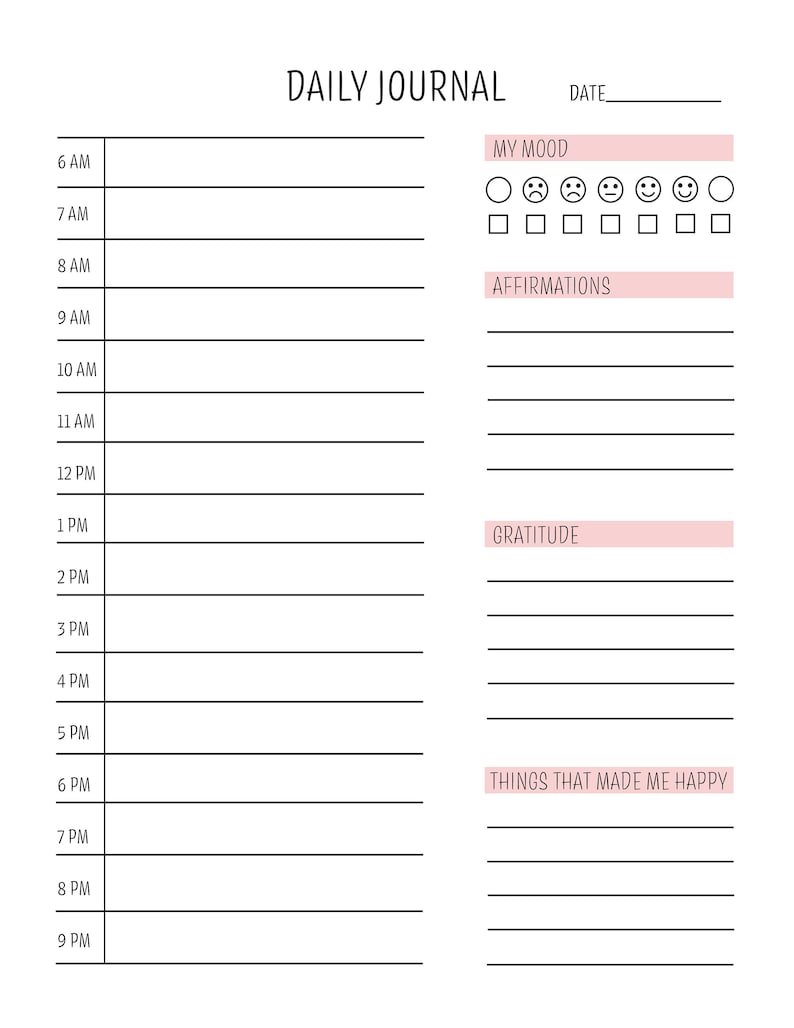 Self-care Journal Printable Digital Download PDF - 1 Sheet - Etsy