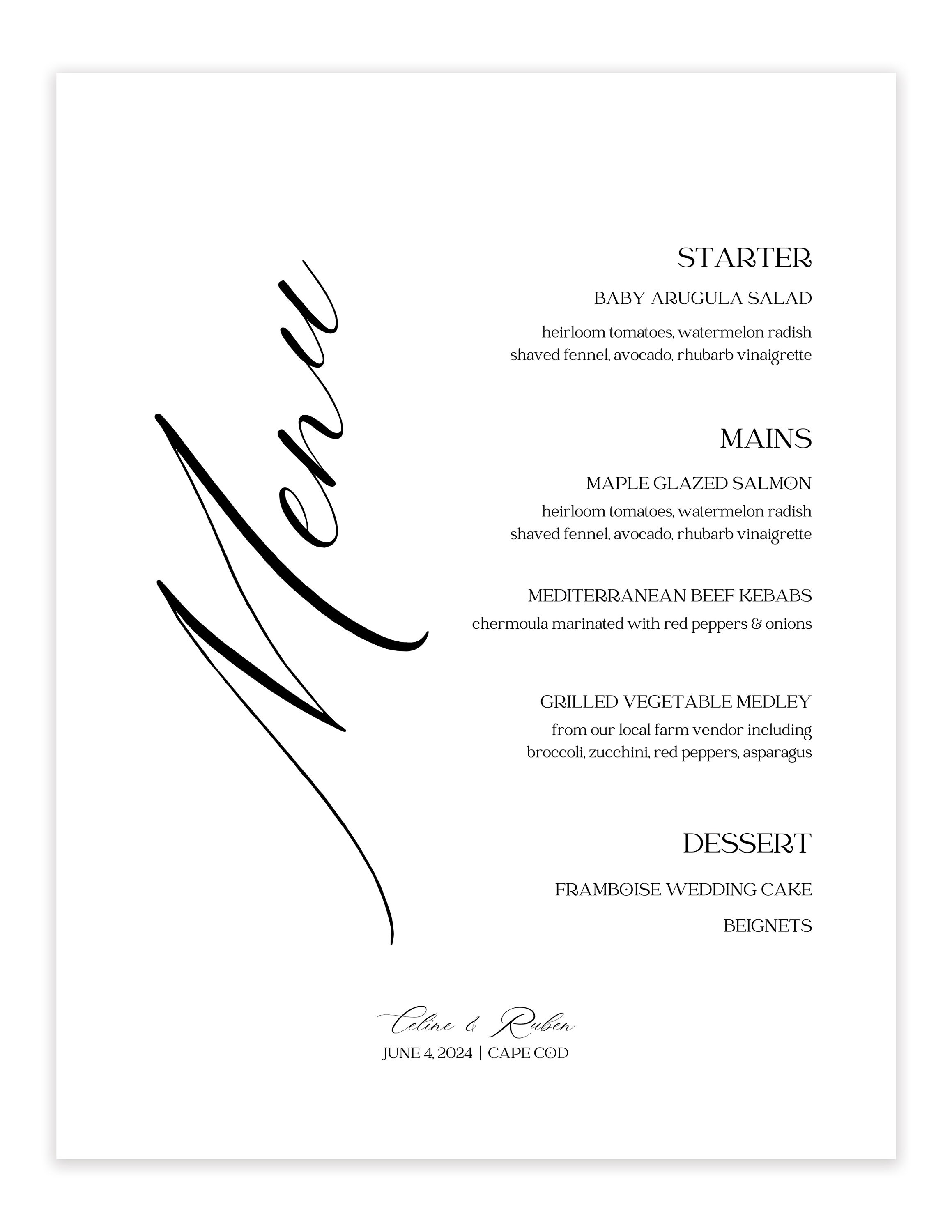 Wedding and Event Menu in Editable Canva Template Digital Download and ...