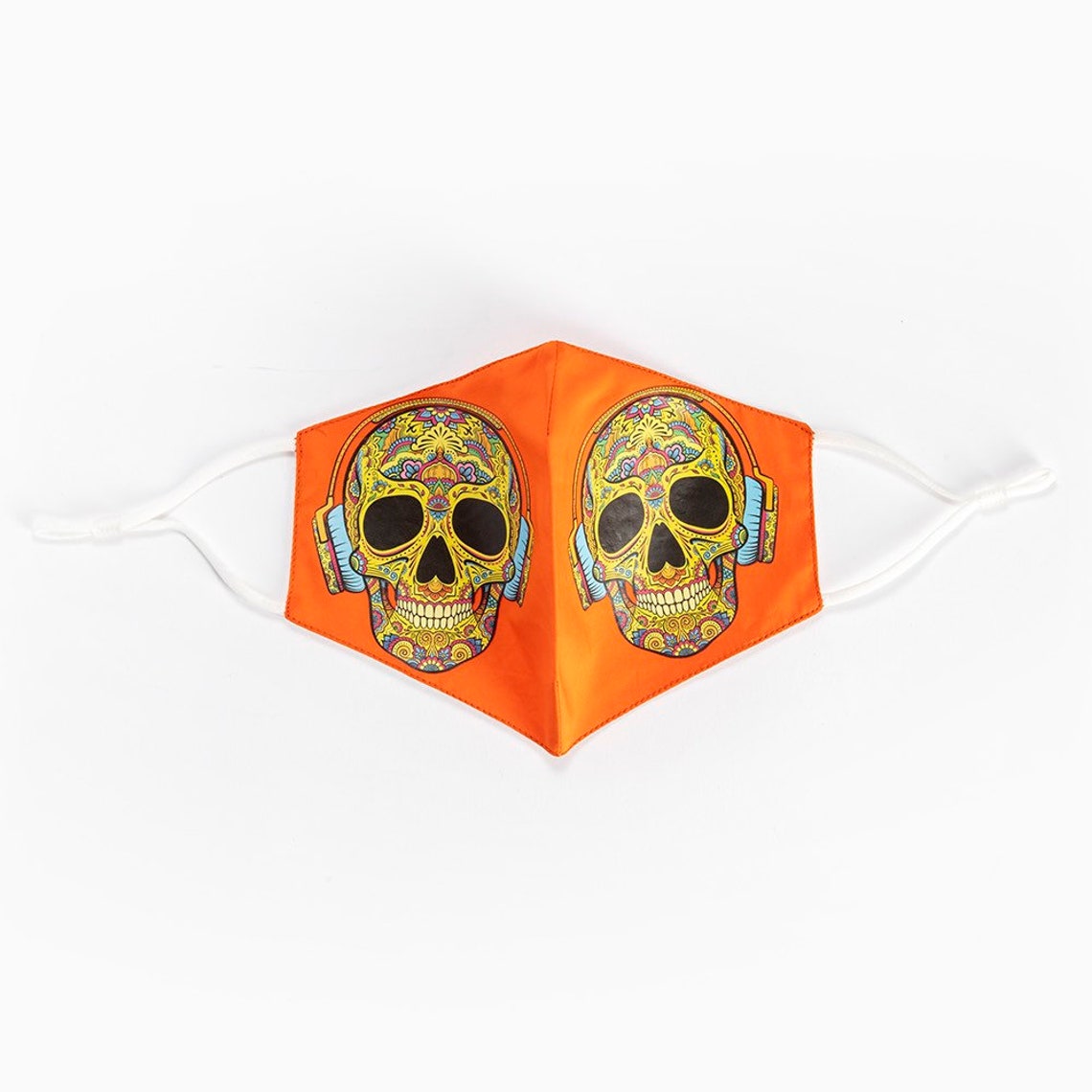 Buy Sugar Skull Face Mask Orange Cinco De Mayo Face Mask Unisex Online ...