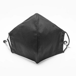 XL Plain Black Face Mask, Regular Size Black Cotton Washable Mask W ...