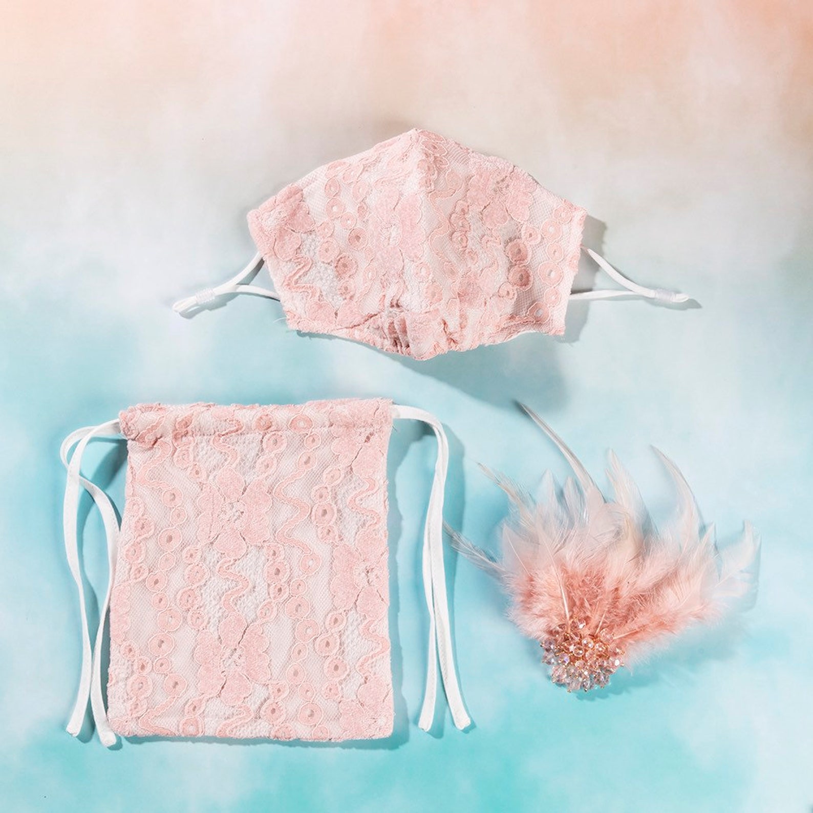 Conjunto de máscara rosa cubierta de la cara reutilizable | Etsy