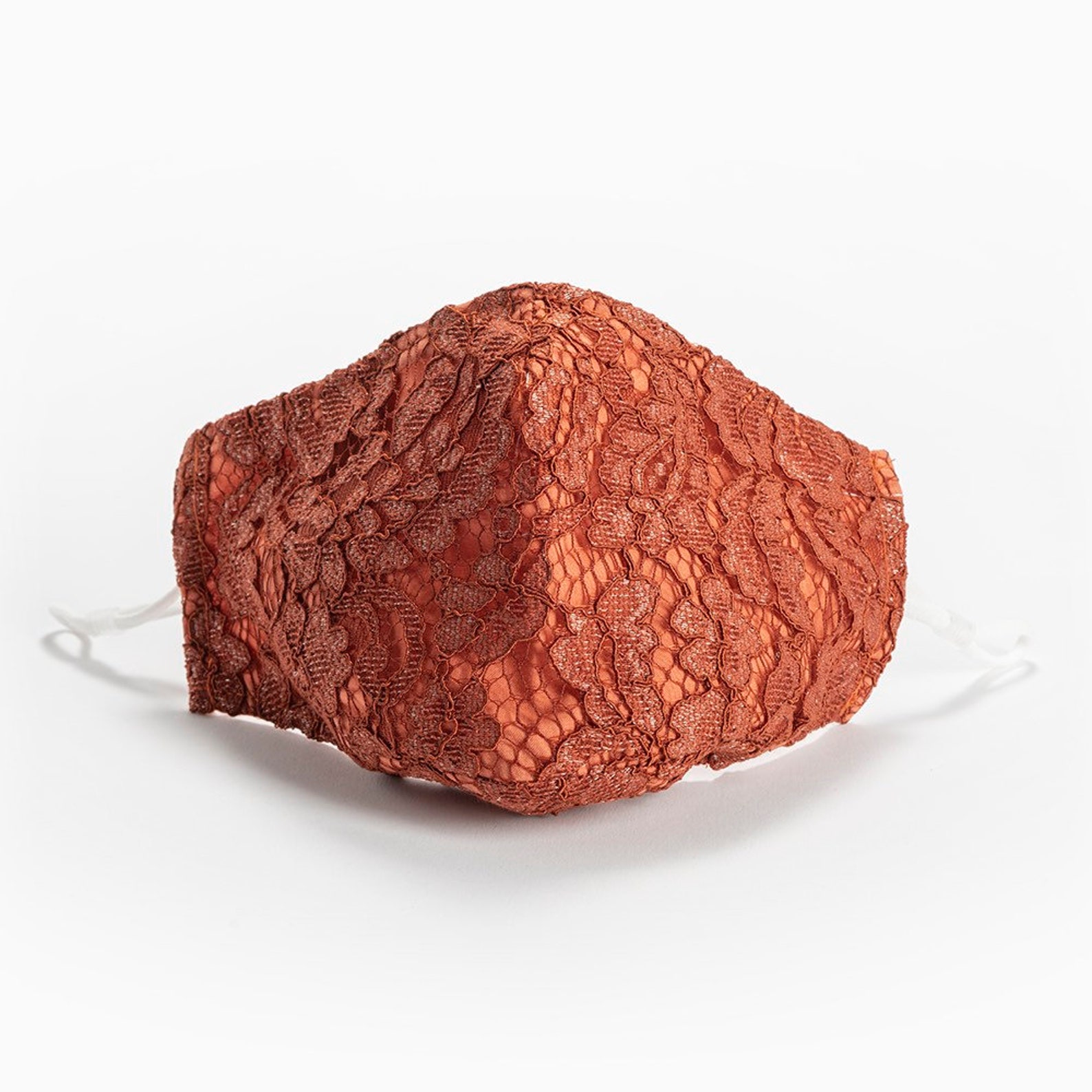 Burnt Orange Lace Face Mask Bridal Mask W/ Adjustable Bands - Etsy