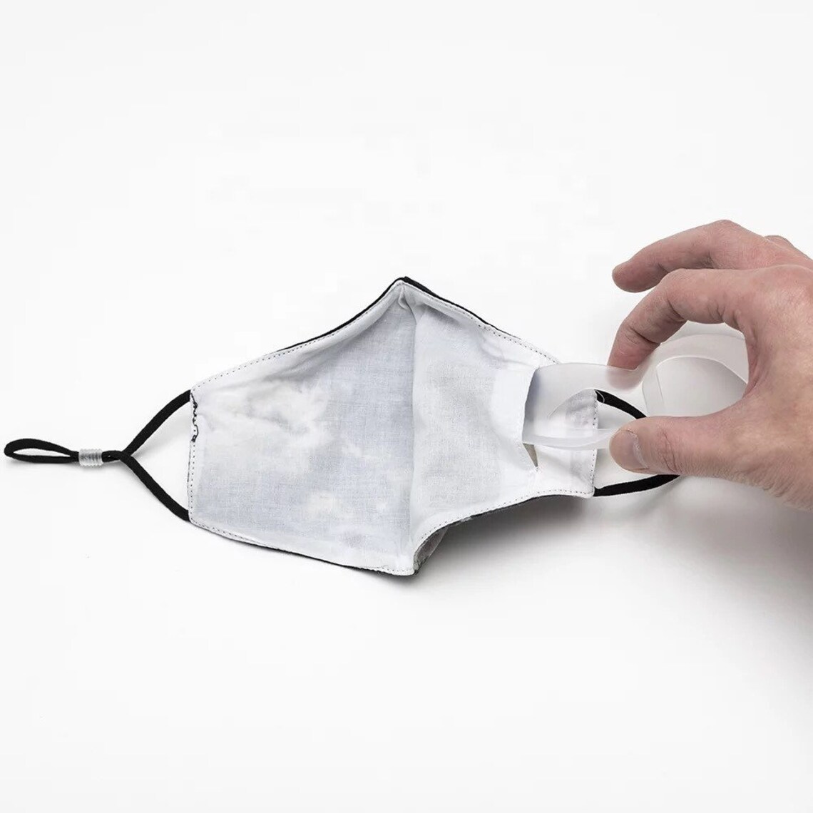 Jacquard face mask 2 layer mask w/ filter pocket sky blue | Etsy