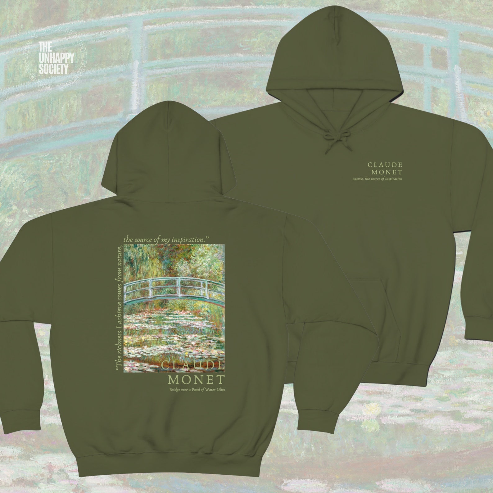 Claude Monet Hoodie, Nature Hoodie Claude Monet Print Monet Sweatshirt ...