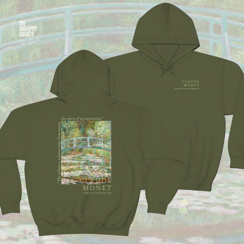 Claude Monet Hoodie, Nature Hoodie Claude Monet Print Monet Sweatshirt ...