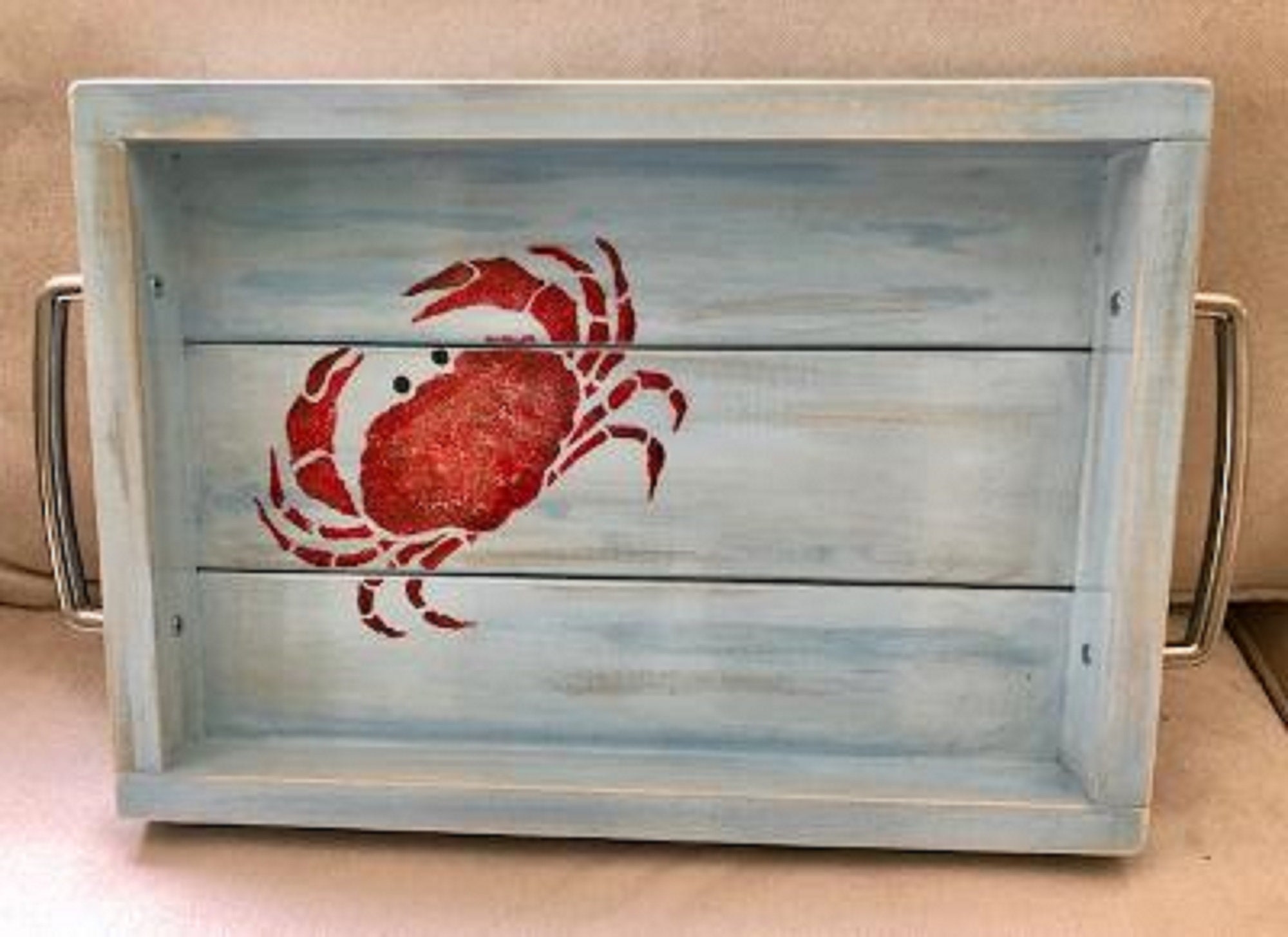 Nautical Serving Tray Crab Tray Coastal Decor Beach House - Etsy Australia