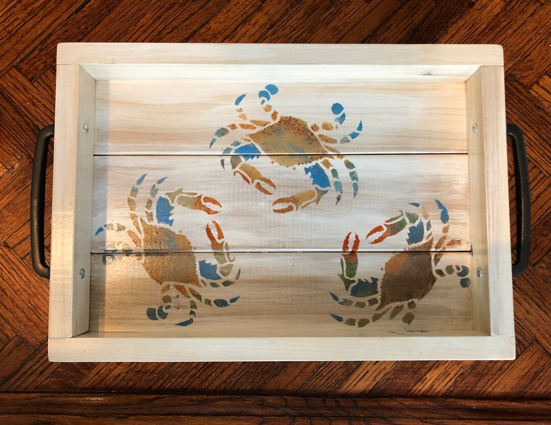 Nautical Serving Tray, Crab Tray, Coastal Decor, Beach House Style ...