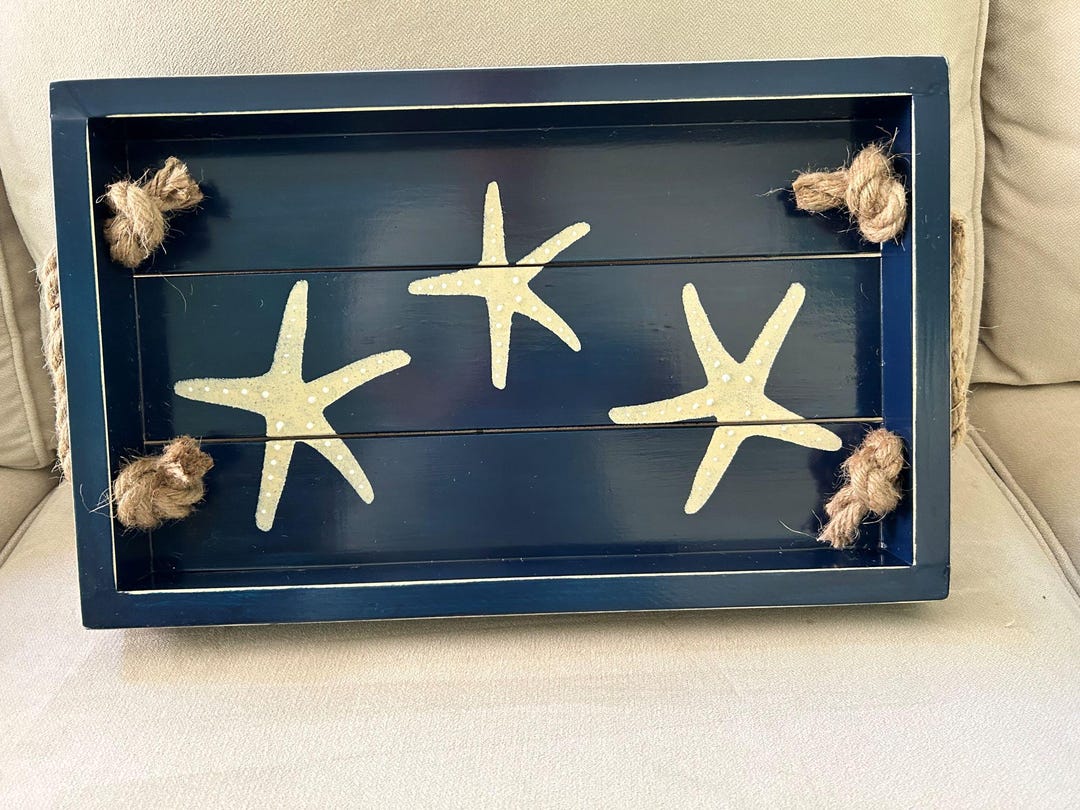 Starfish Tray Blue, Nautical Tray, Serving Tray, Nautical Gift, Coastal ...