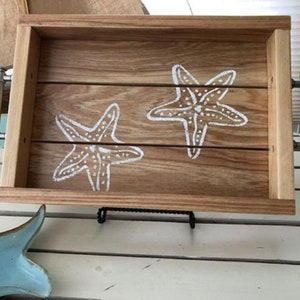 Starfish Tray Wood Serving Tray Nautical Tray Kitchen - Etsy
