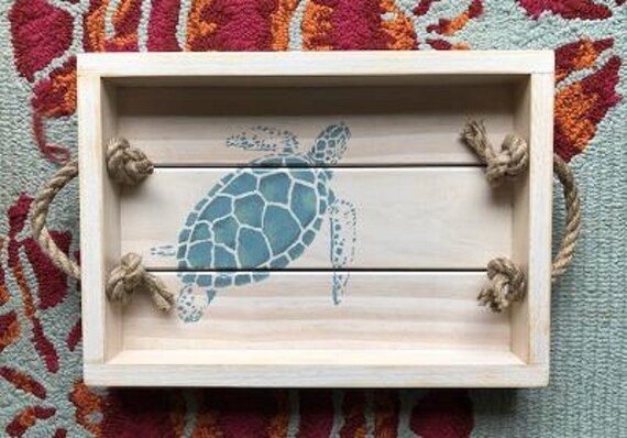 Sea Turtle Serving Tray Nautical Tray Father's Day Gift - Etsy