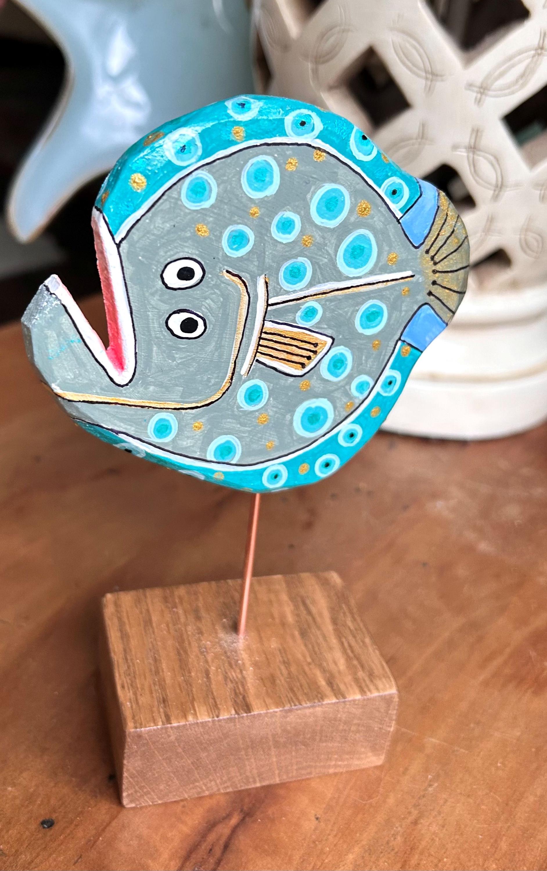 Hand Painted Wood Fish Sculpture: Coastal Nautical Decor - Etsy