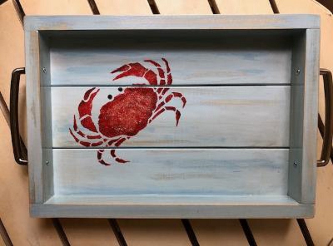 Nautical Serving Tray Crab Tray Coastal Decor Beach House - Etsy Australia
