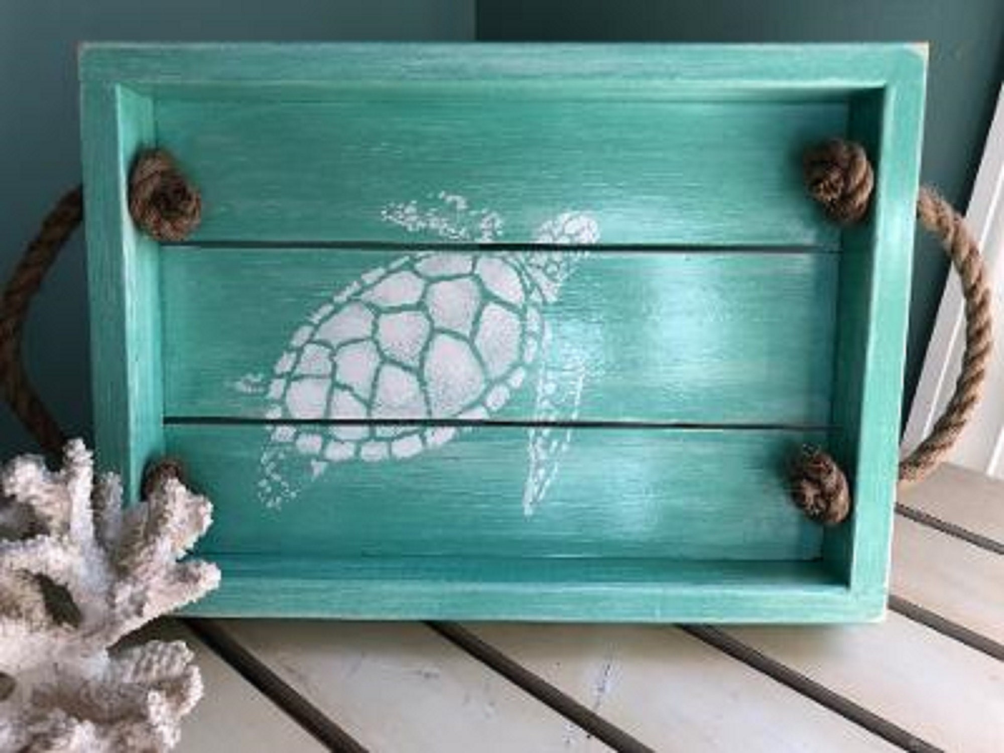 Sea Turtle Tray Serving Tray Tropical Theme Tray Decorative - Etsy