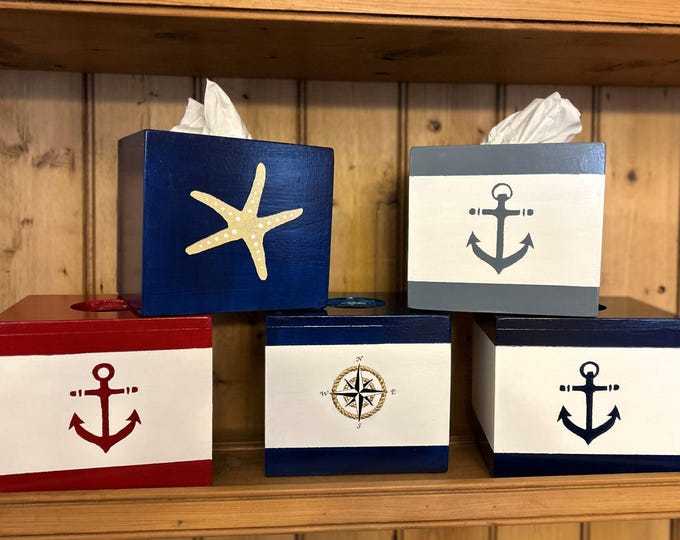 Seashell Tissue Box Cover, Beach Decor, Shell Tissue Box, Nautical ...