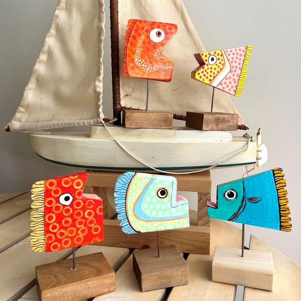 Painted Wood Fish - Etsy