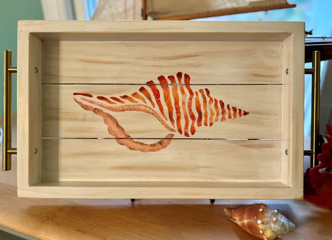Sea Shell Tray, Serving Tray, Nautical Decor, Housewarming Gift, Beach ...