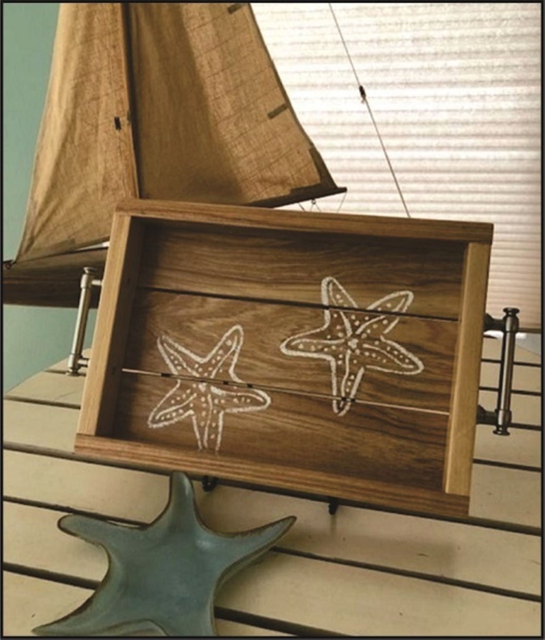 Starfish Tray Wood Serving Tray Nautical Tray Kitchen | Etsy