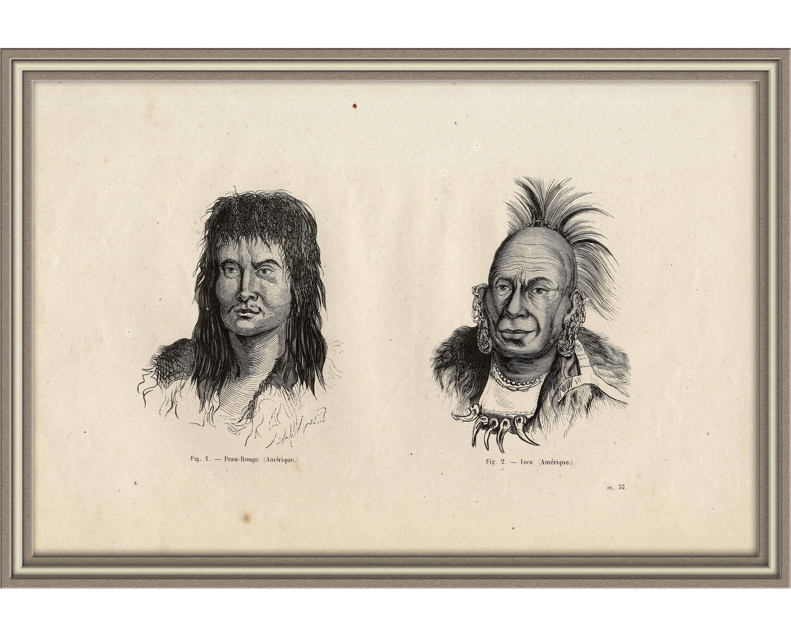 From 1860 Copper Engraving Print of PEOPLE/RACIAL native American - Etsy