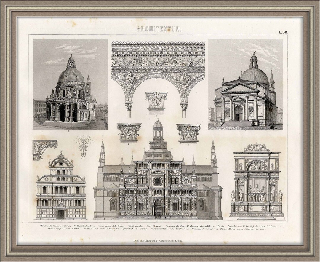 From 1875 Copper Engraving Print of ARCHITECTURE - Etsy