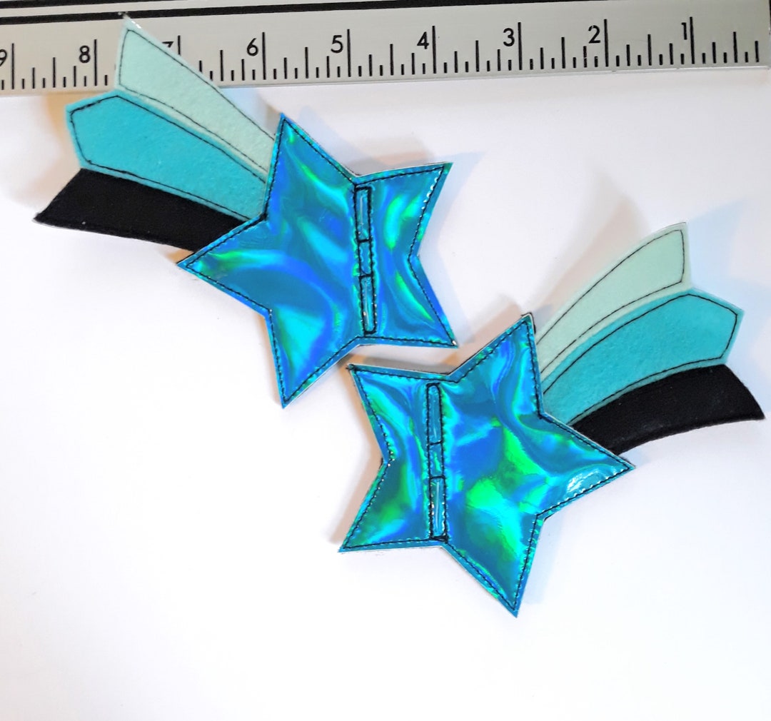 Blue Holographic Star Mint, Blue and Black Tail Shooting Star Shoe Lace ...