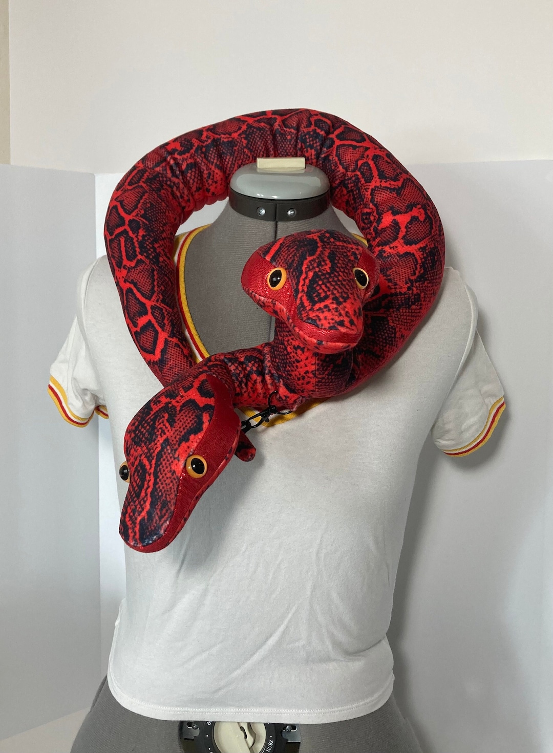 Two-headed Cherry Red Python Route 88 Snake Posable Wearable Plush With ...