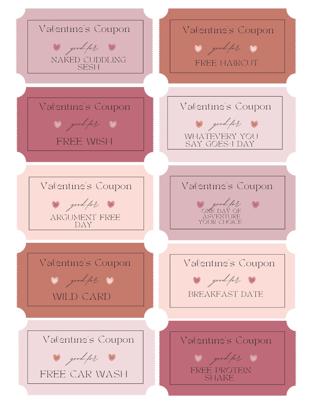 Coupons Template for Couples, Romantics, Gifts, Printable, Canva ...