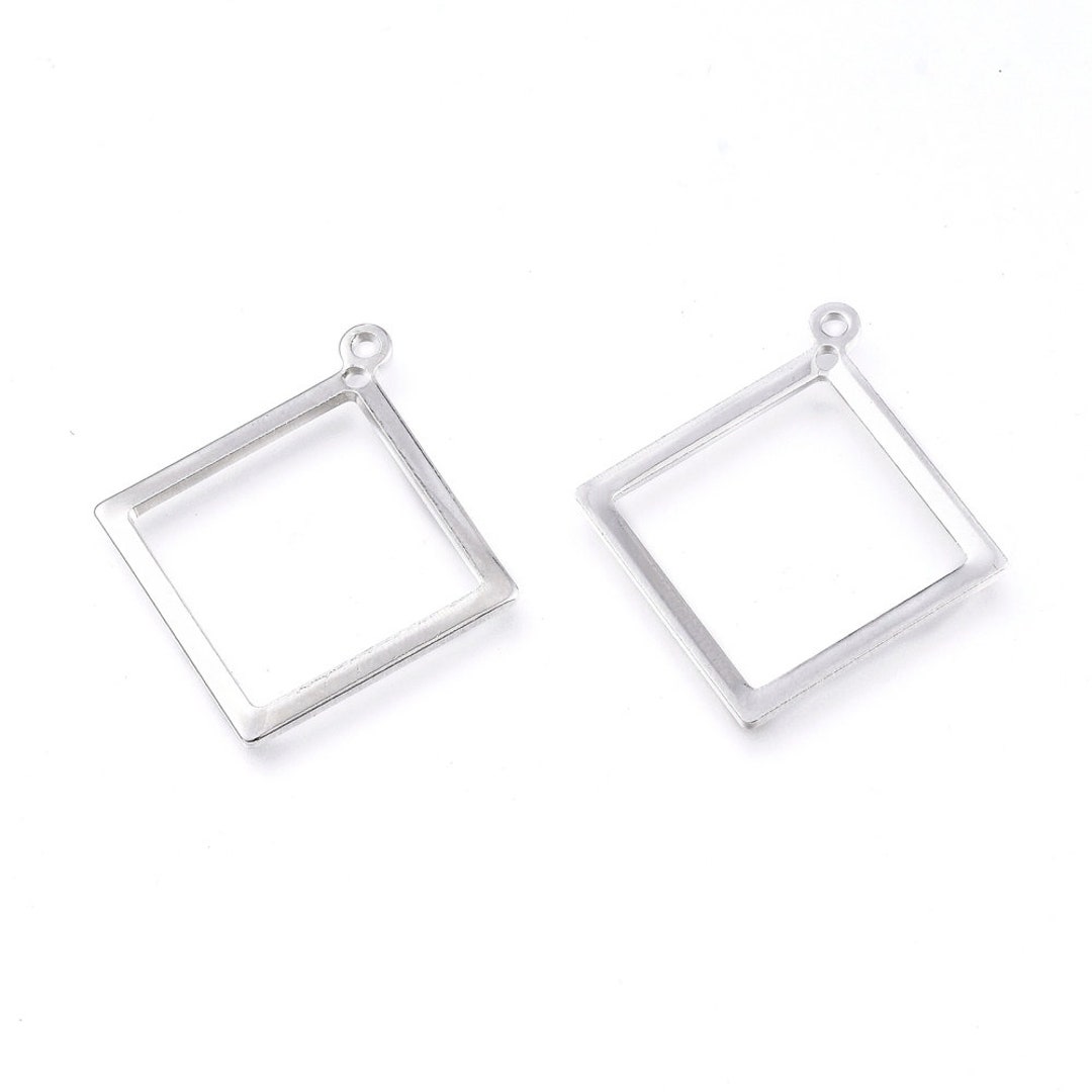 Silver Rhombus Charm Silver Earring Charm 4pcs - Etsy