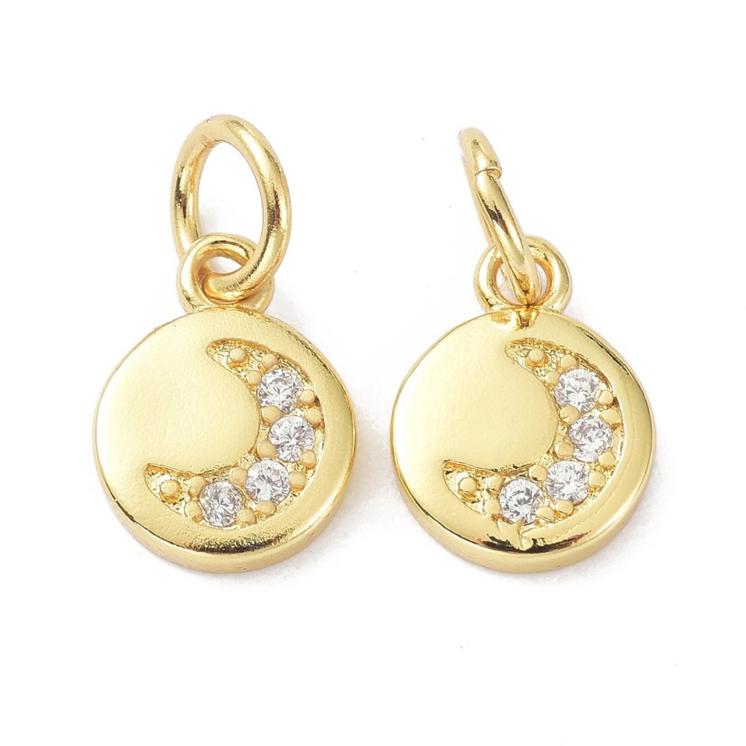 18K Gold Plated Moon Charm | Diamante Moon Charm | Mini Charm for ...