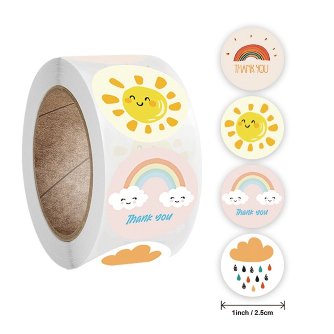 Thank You Stickers | 2.5cm Wide | Mixed Designs | Small Business ...