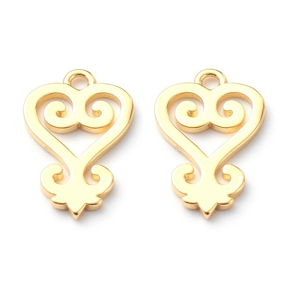 Adinkra Symbol Sankofa | Gold Charm | Real 18K Gold-plated Charm | 2 ...