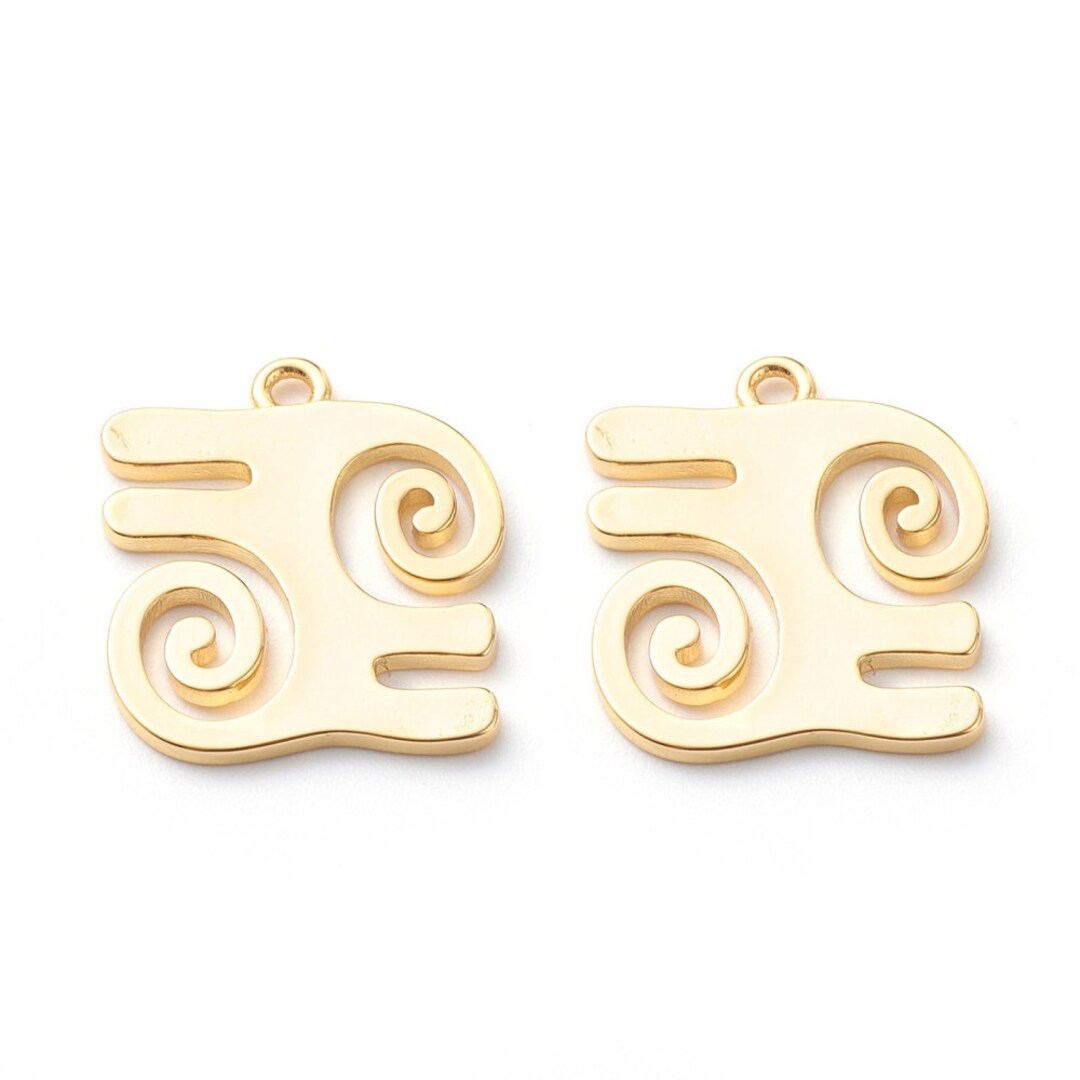 Adinkra Symbol Gold Charm Real 18K Gold-plated Charm 2 Pieces - Etsy