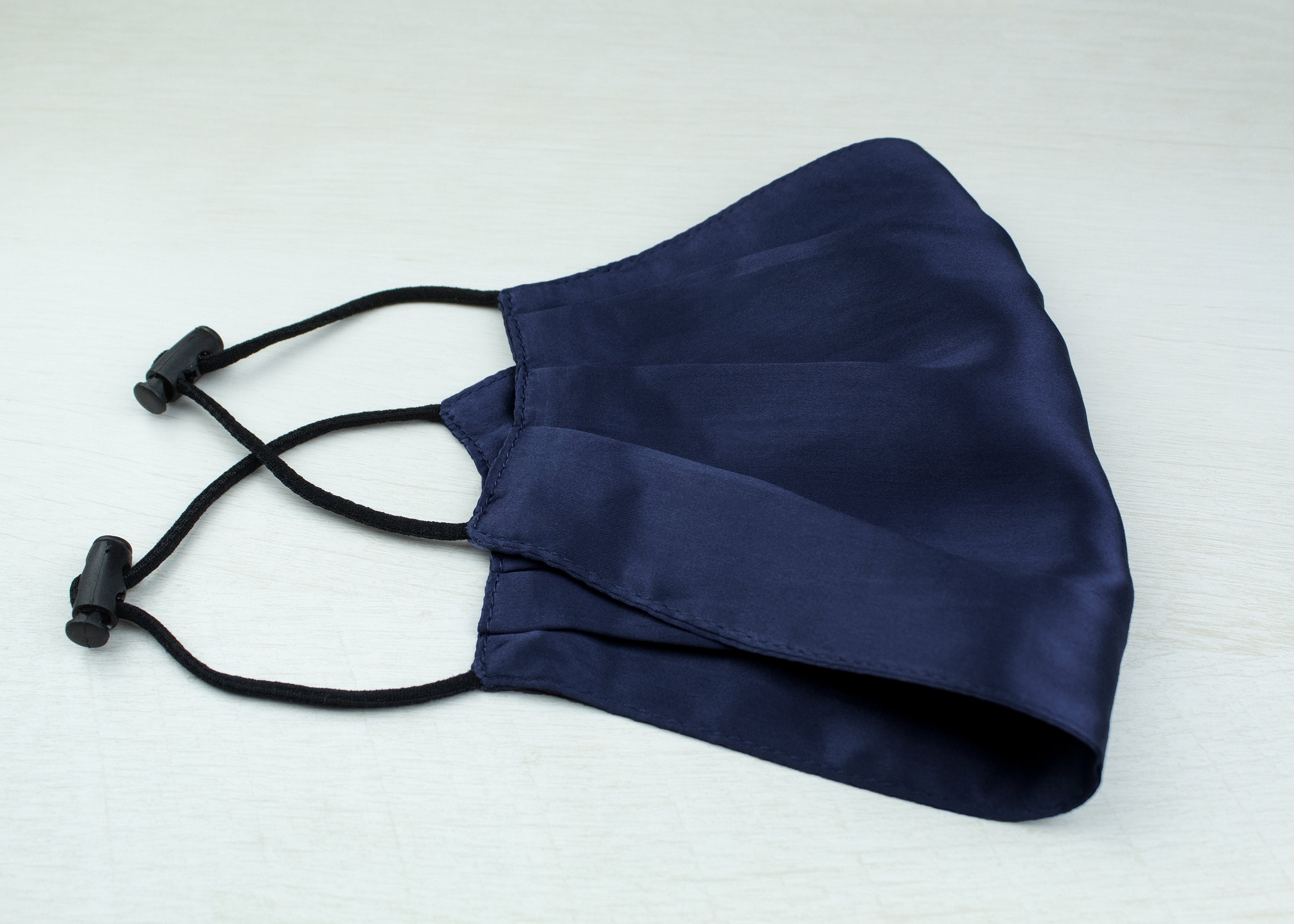 SILK Face Mask, Navy, Reusable Two Layers Soft Washable Face Mask, 100% ...