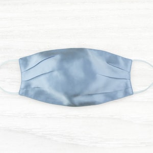 SILK Face Mask, Baby Blue, Reusable Two Layers Soft Washable Face Mask ...