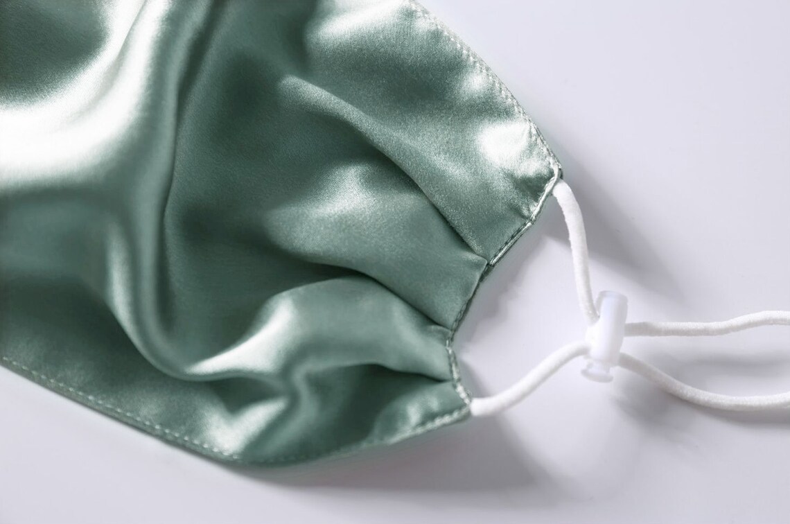 SILK Face Mask, Sage, Reusable Two Layers Soft Washable Face Mask, 100% ...