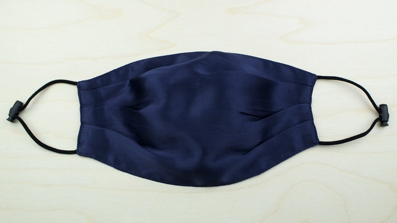 SILK Face Mask, Navy, Reusable Two Layers Soft Washable Face Mask, 100% ...