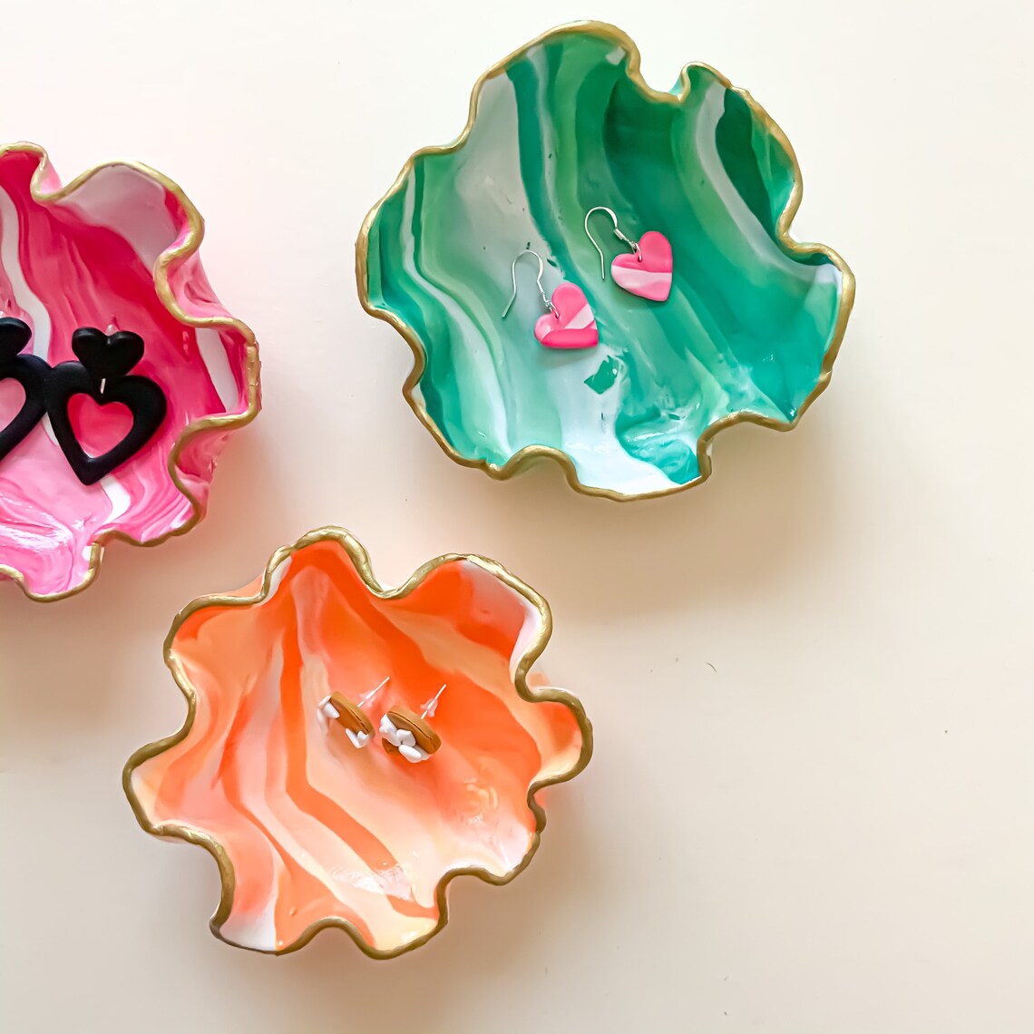 Polymer Clay Trinket Dish / Clay Tray / Marble Trinket Dish - Etsy