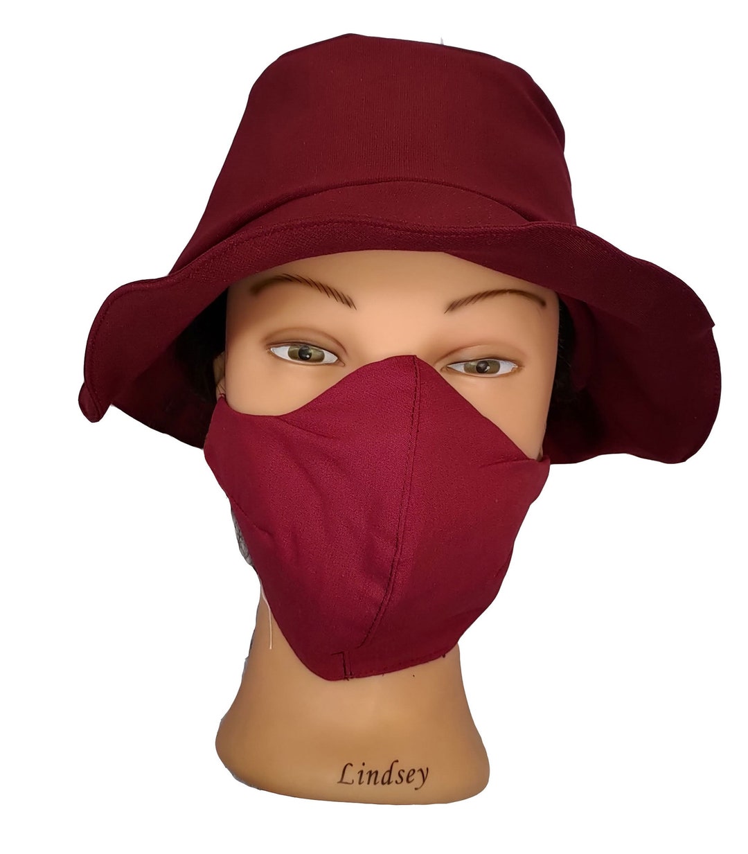 Burgandy Reversible Bucket Hat & Dual Layer Face Mask - Etsy